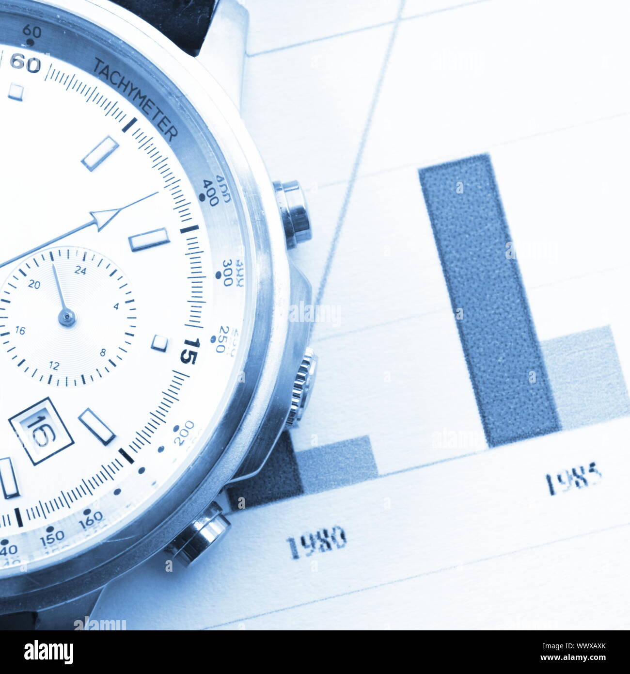 watch and business chart showing time concept Stock Photo - Alamy
