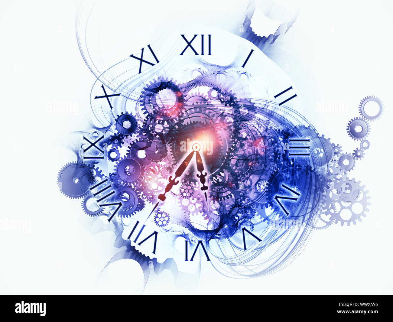 Composition of gears, clock elements and dynamic swirly lines suitable ...