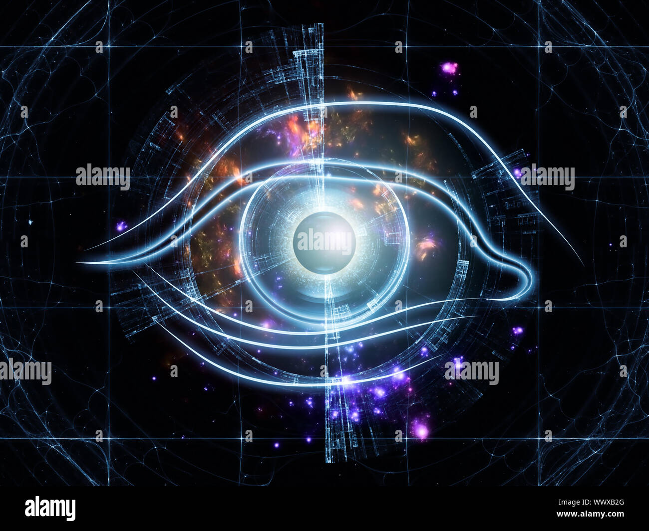 Composition of eye outlines, fractal and abstract design elements on ...