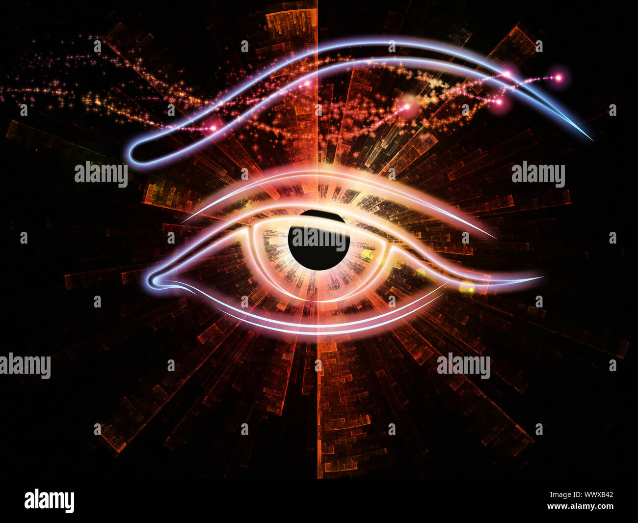 Composition of eye outlines, fractal and abstract design elements on ...