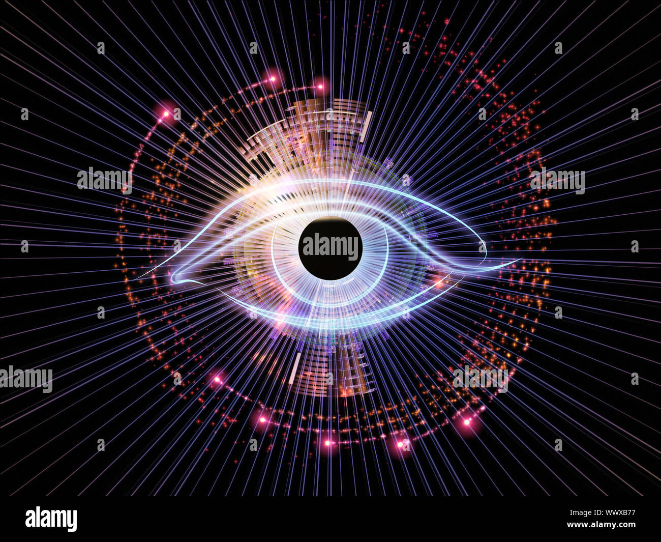 Arrangement Of Eye Outlines Fractal And Abstract Design Elements On