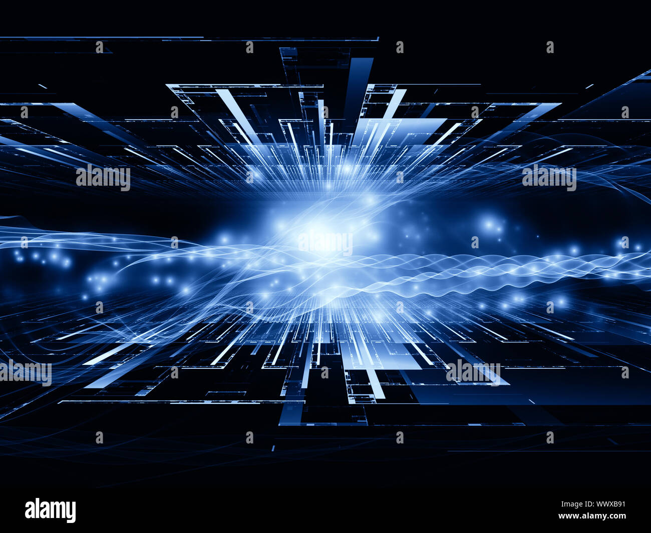 Interplay of perspective fractal grids, lights, mathematical wave and ...