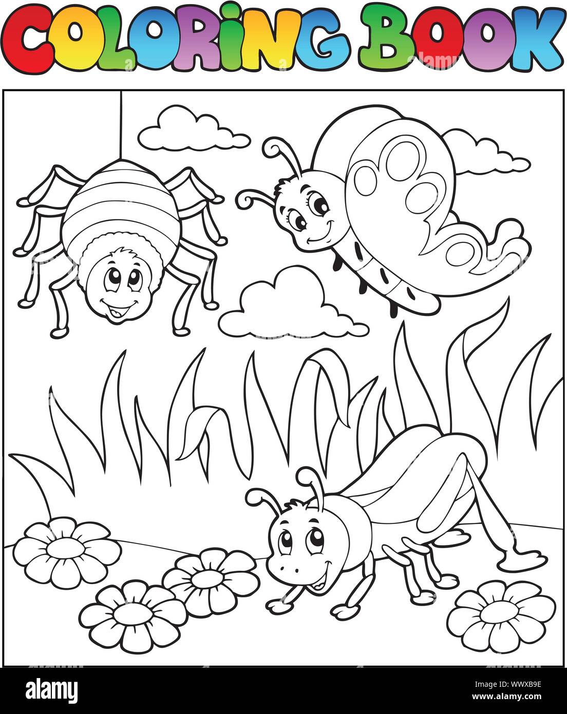 Coloring book bugs theme image 1 Stock Vector Image & Art - Alamy