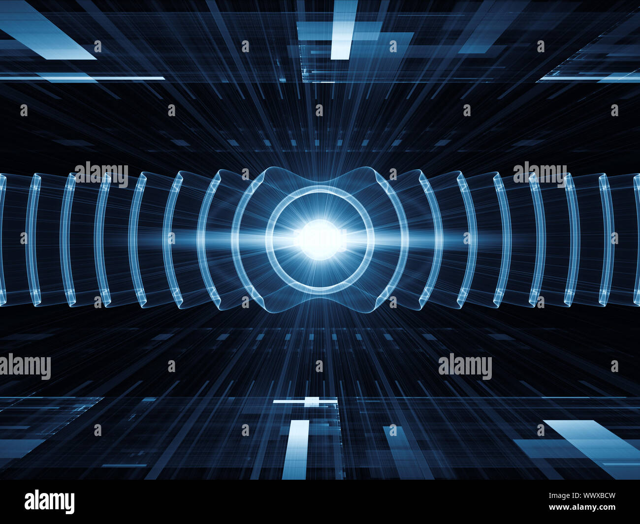 Perspective fractal grids, lights, mathematical wave and sine patterns ...