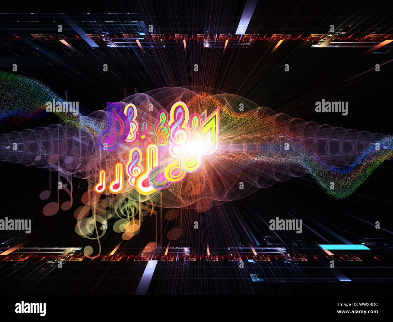 Backdrop on the subject of music, sound equipment and processing, audio ...