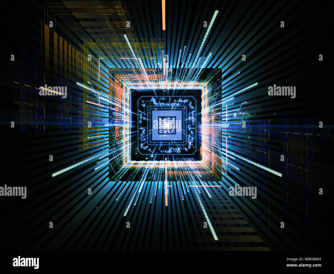 Artistic abstraction composed of CPU graphic and abstract design ...