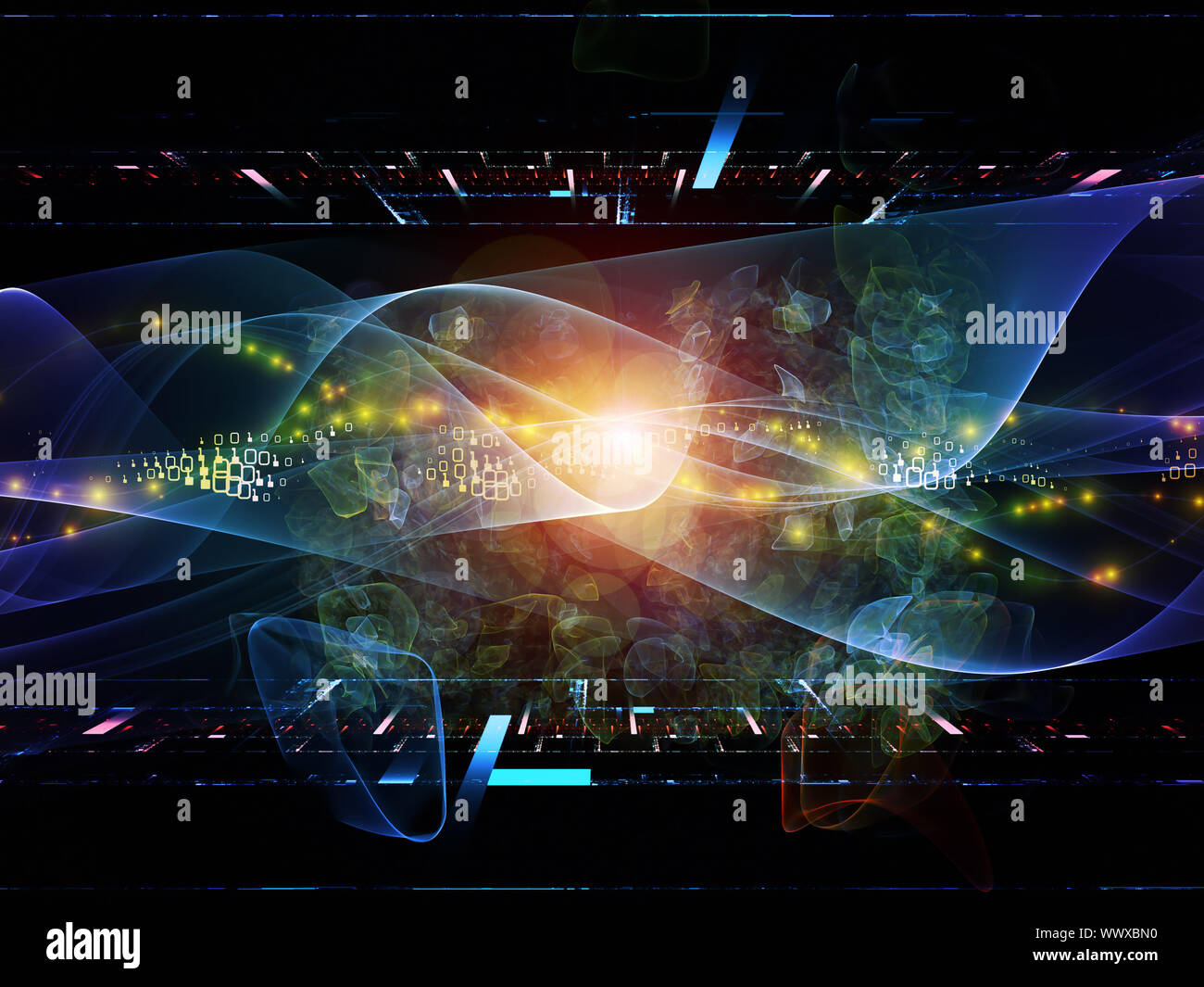 Artistic background made of abstract sine waves and design elements for ...