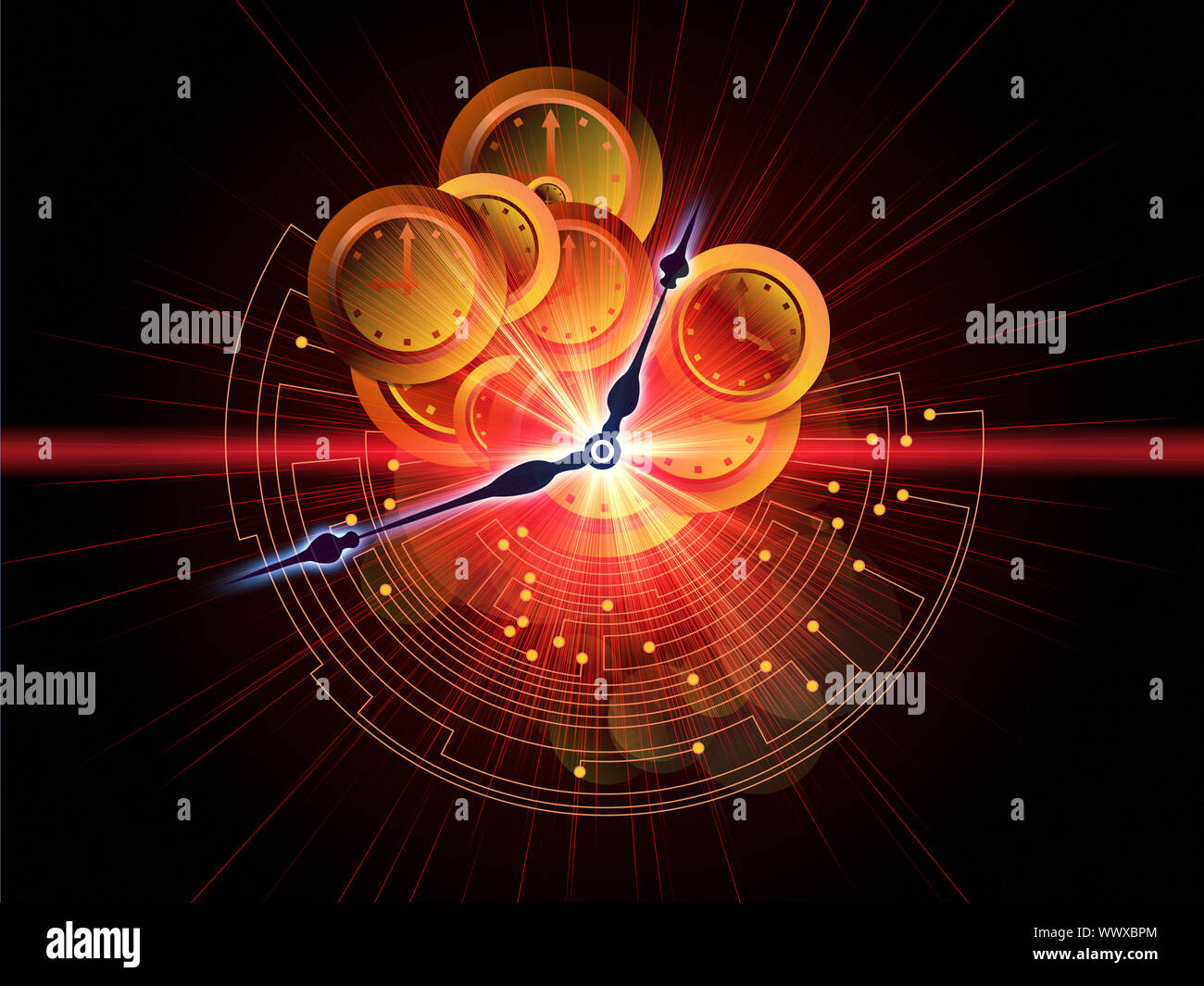 Composition of clocks on the subject of time, schedule, deadlines, past ...
