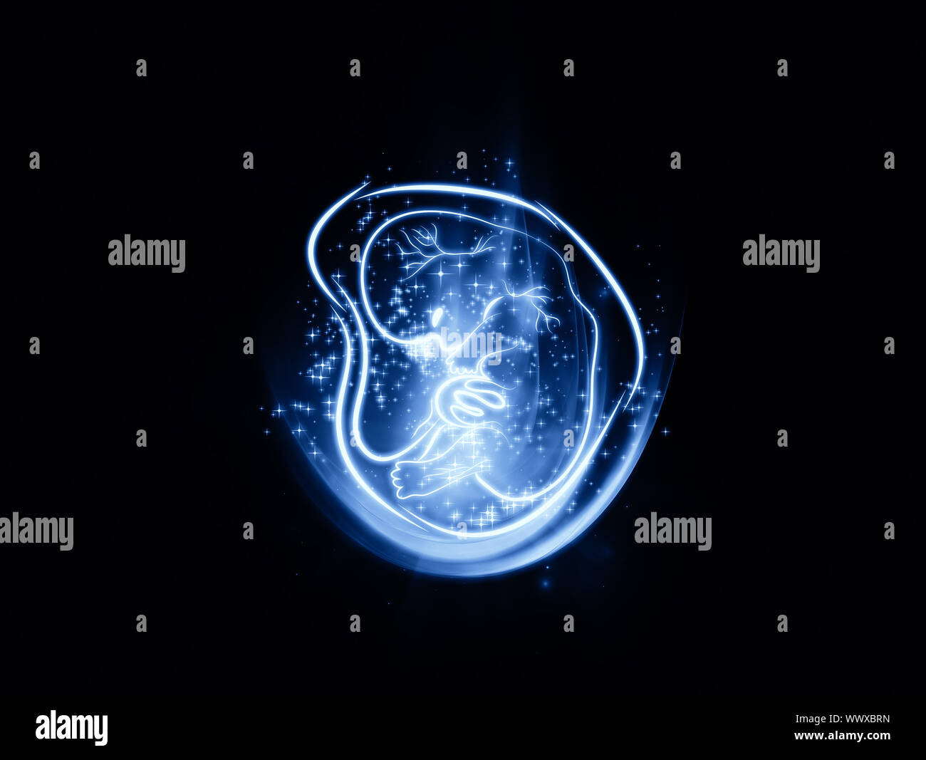 Background composition of drawing of a fetus and abstract design ...