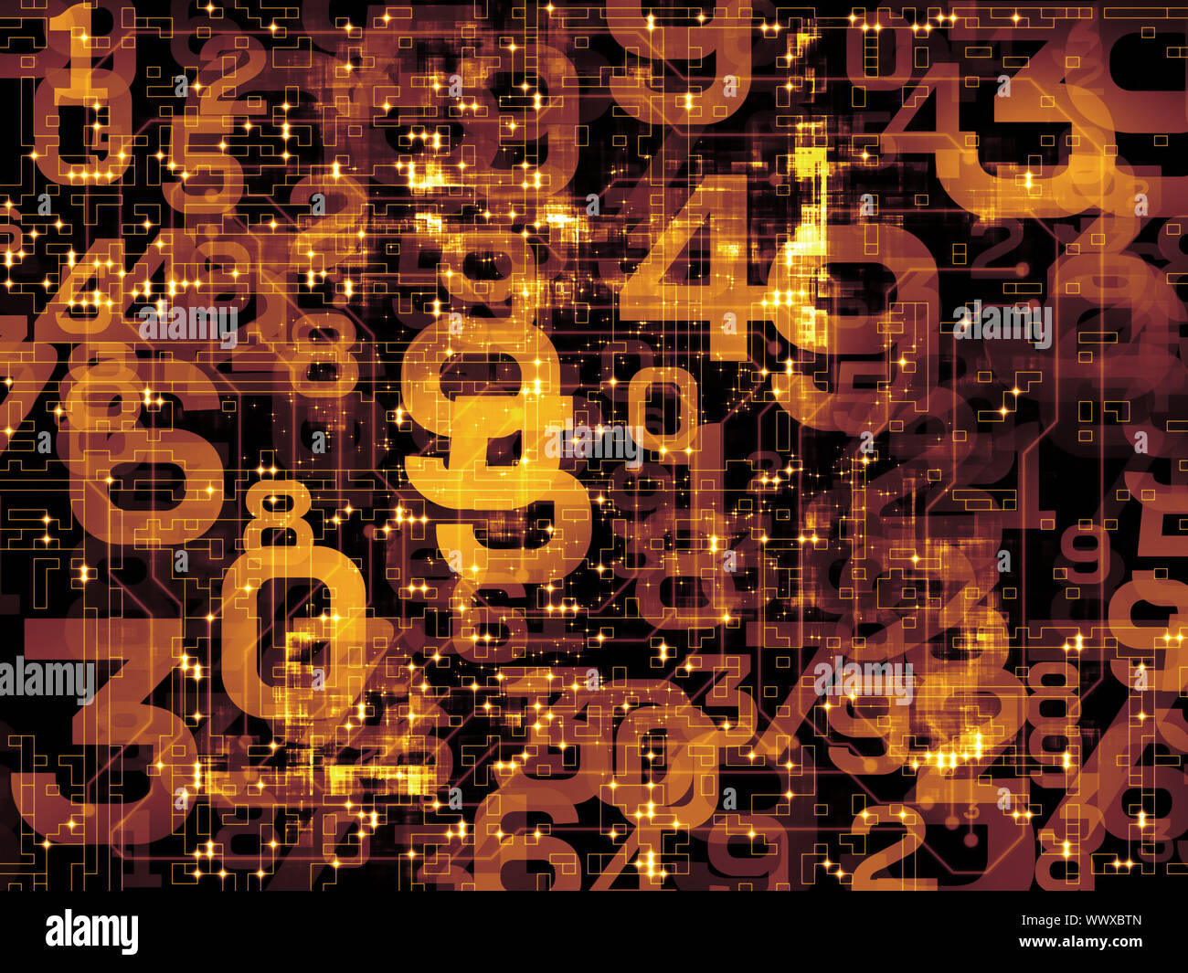 Backdrop of numbers on the subject of modern computing, digital worlds ...
