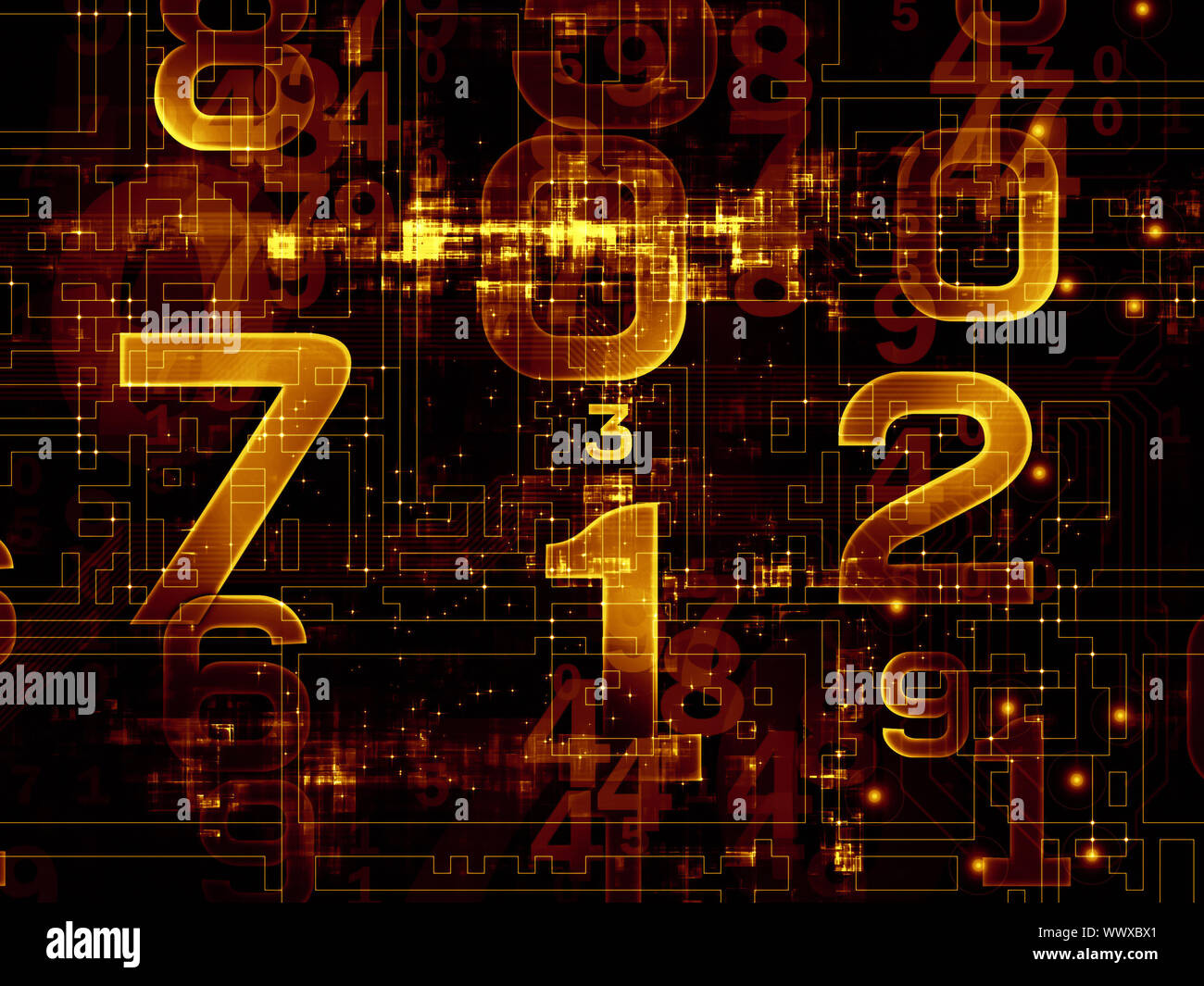 Backdrop of numbers on the subject of modern computing, digital worlds ...