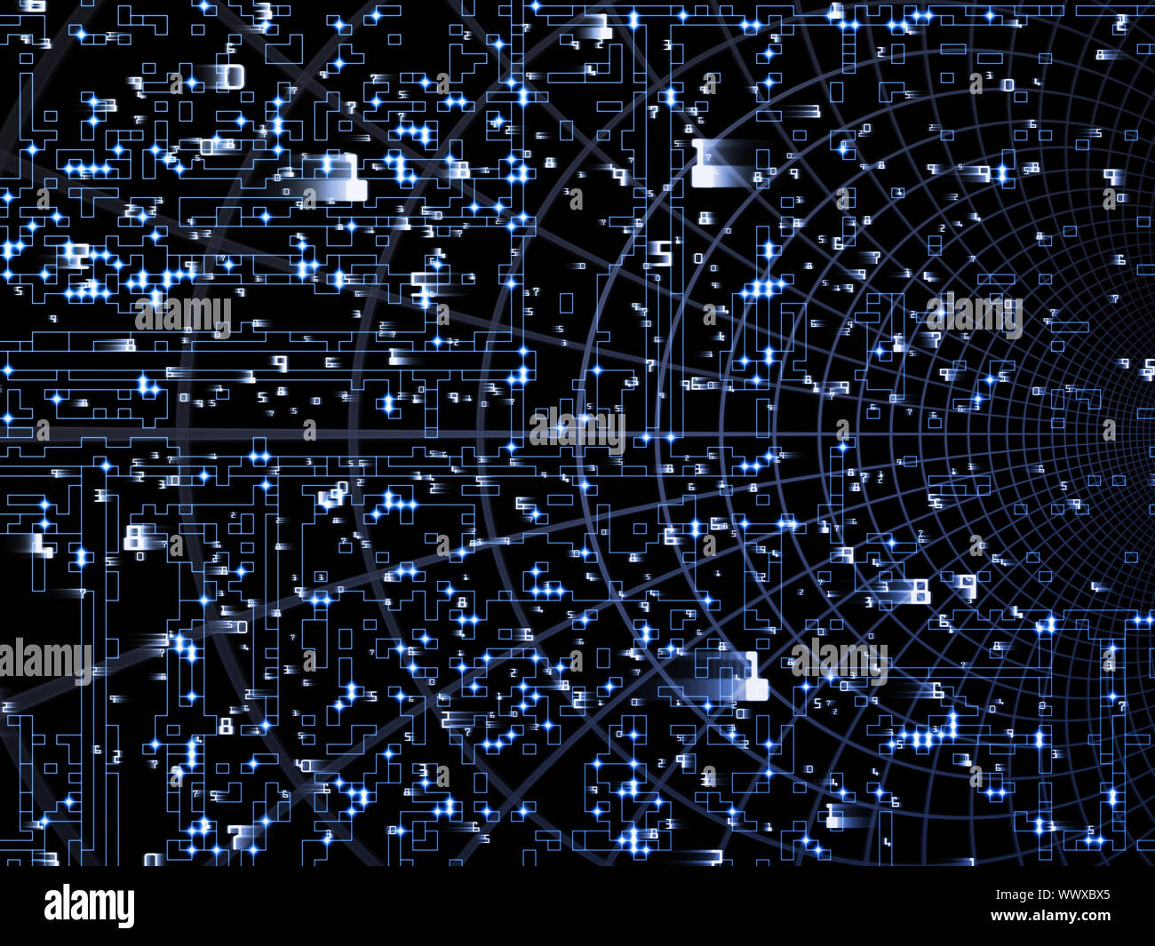 Backdrop composed of numbers in motion and abstract design elements ...