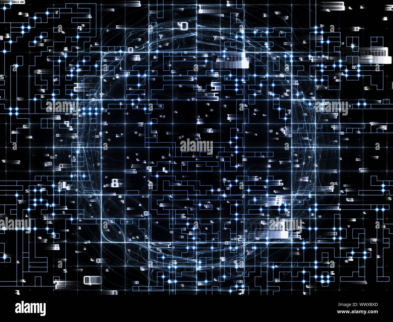 Backdrop composed of numbers in motion and abstract design elements ...