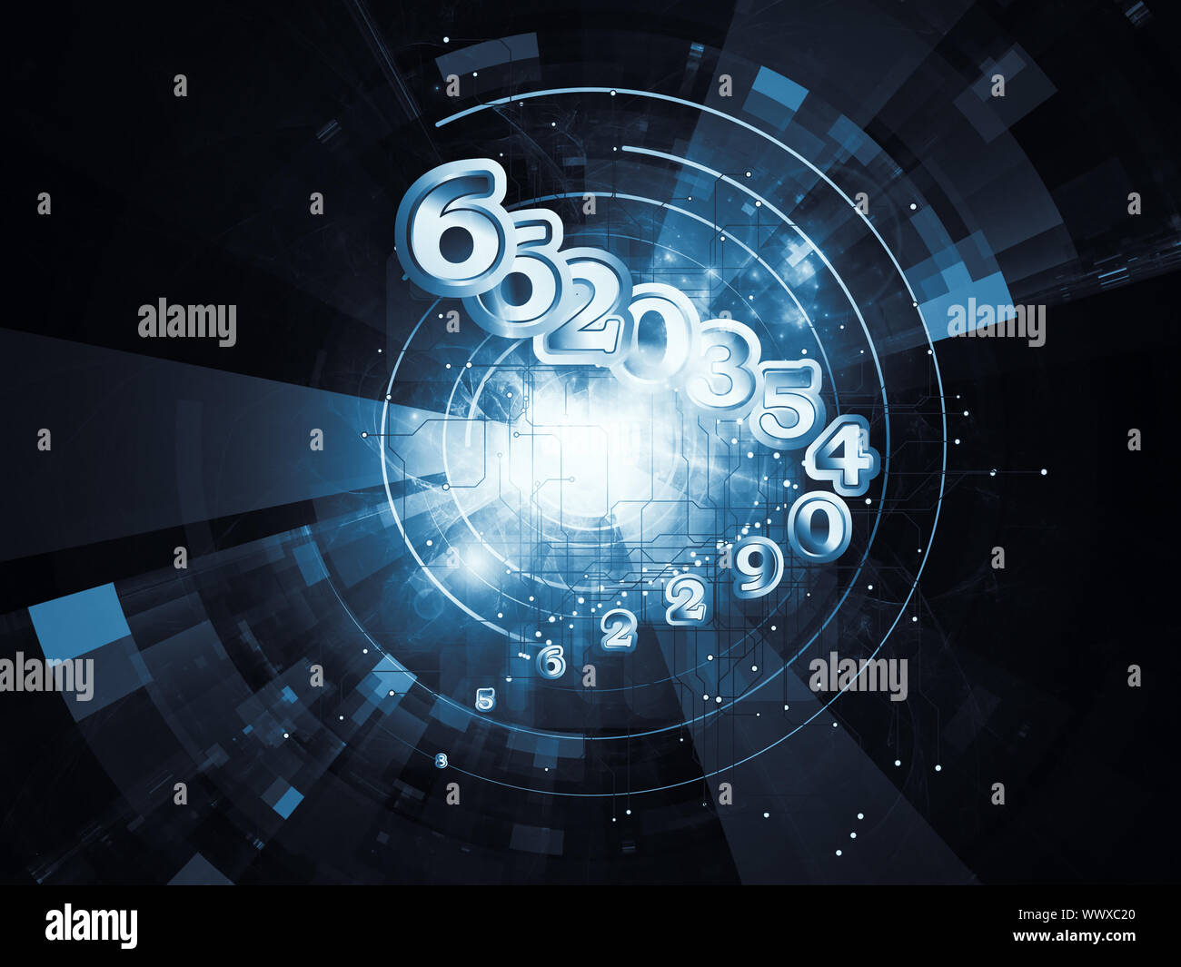 Design composed of numbers and abstract design elements as a metaphor ...