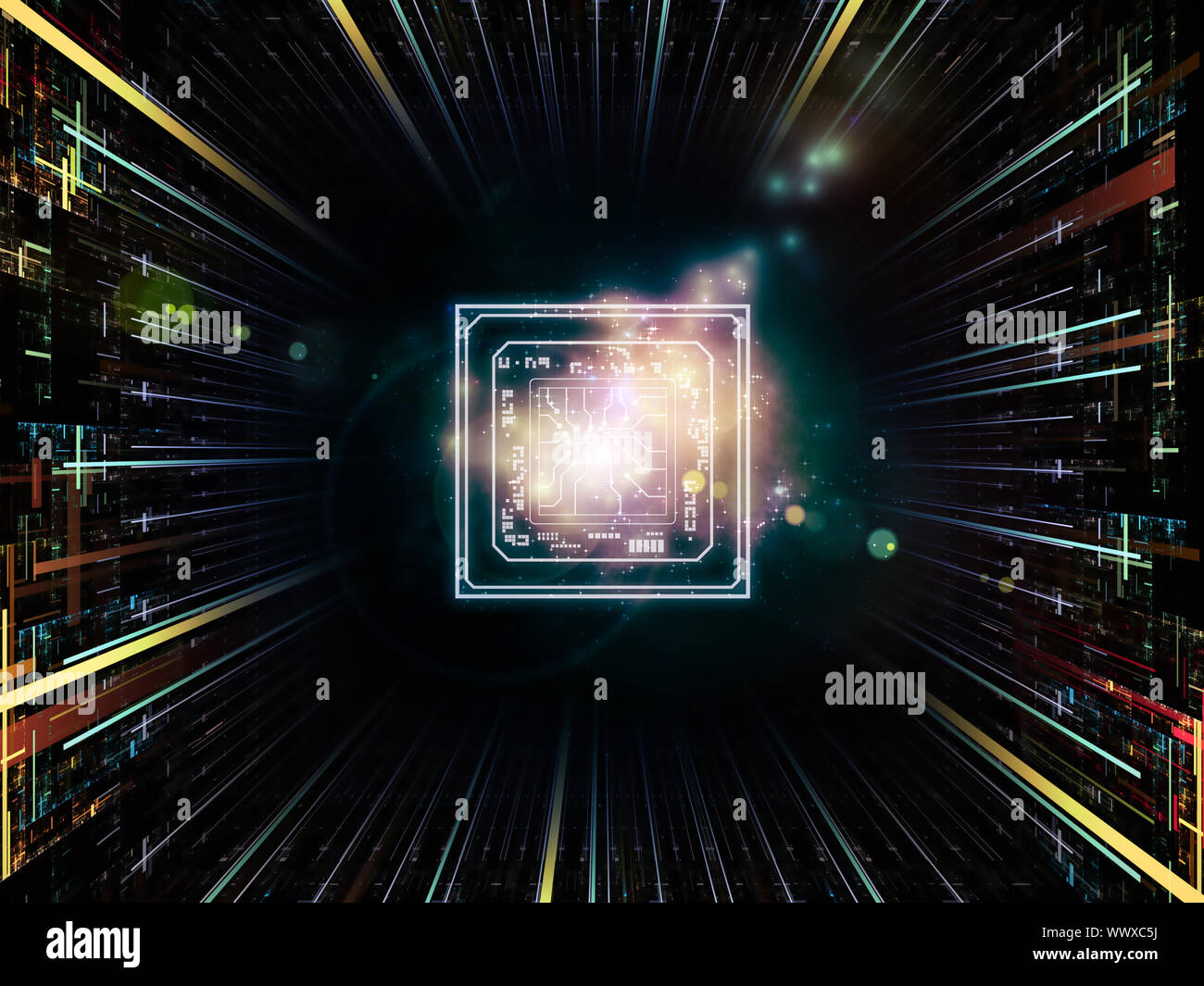 Backdrop of technology and abstract design elements on the subject of ...