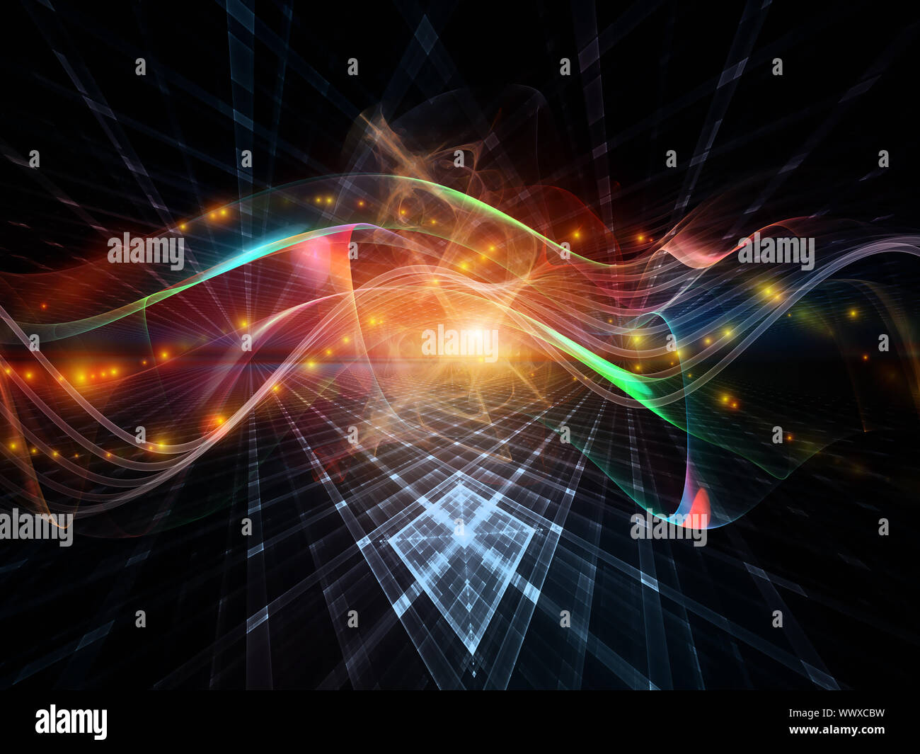 Backdrop of abstract sine waves and design elements on the subject of ...
