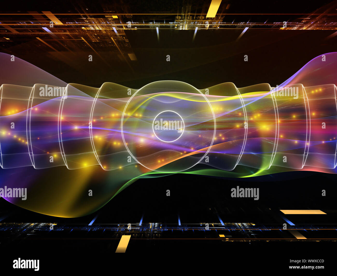 Design made of abstract sine waves and design elements to serve as ...
