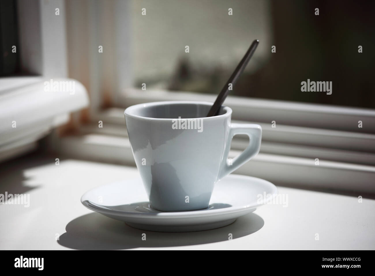 morning coffee on the window sill Stock Photo - Alamy