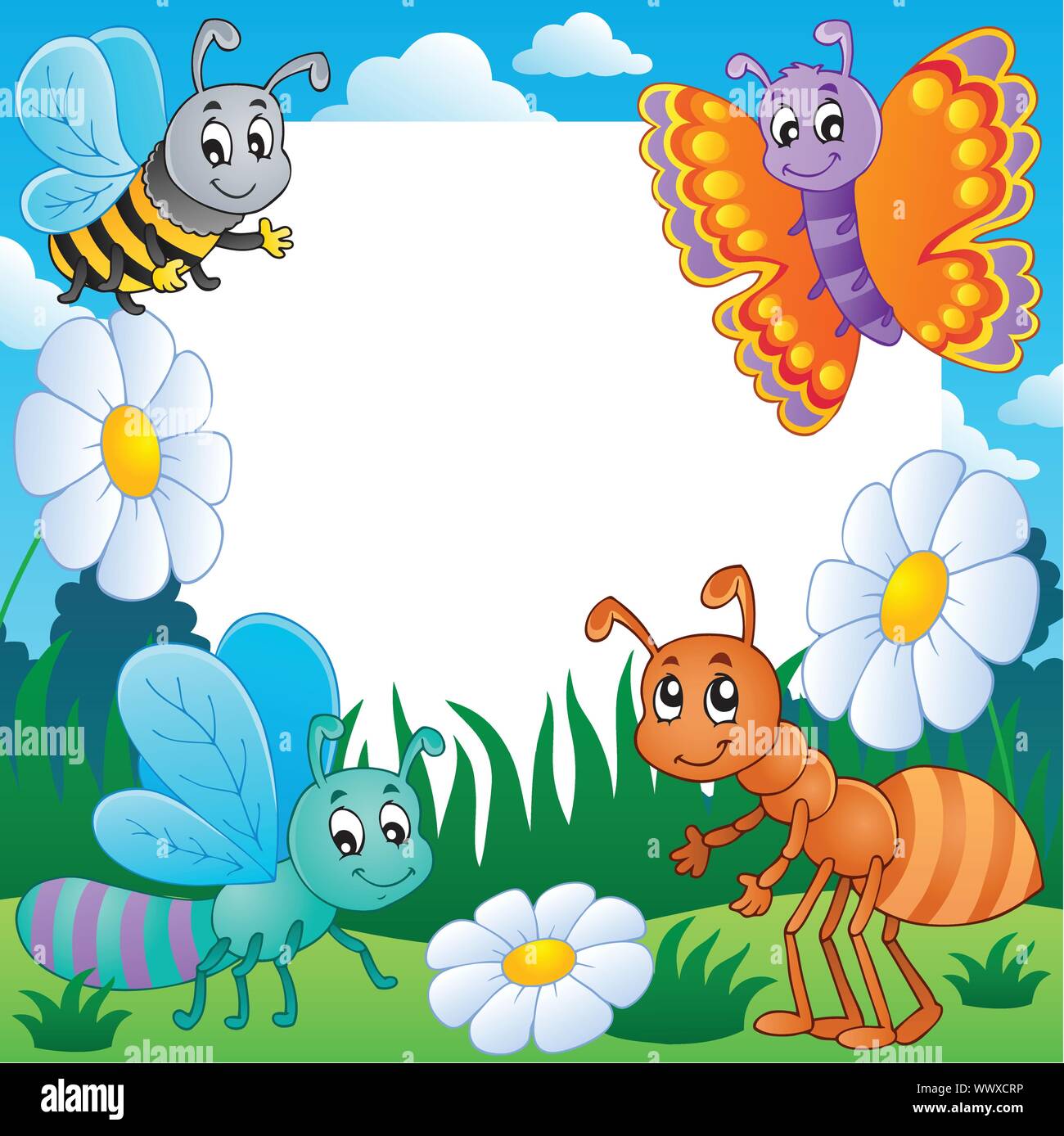 Frame with bugs theme 3 Stock Vector Image & Art - Alamy