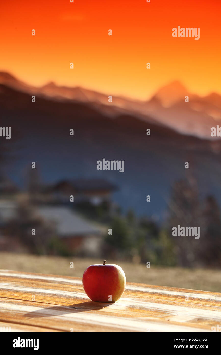 fresh apples in sunrise light Stock Photo - Alamy