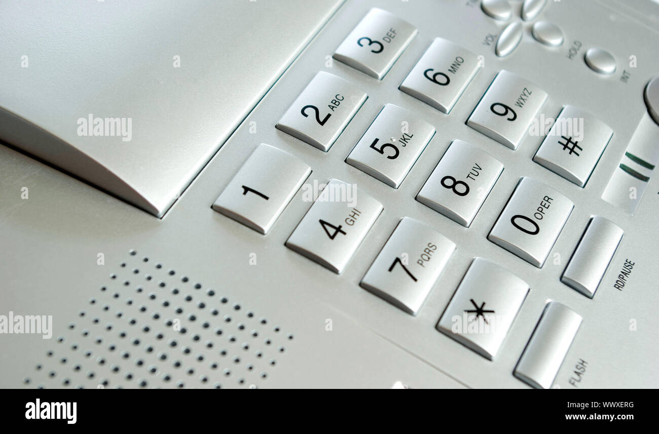 Keyboard telephone by a large plan Stock Photo - Alamy