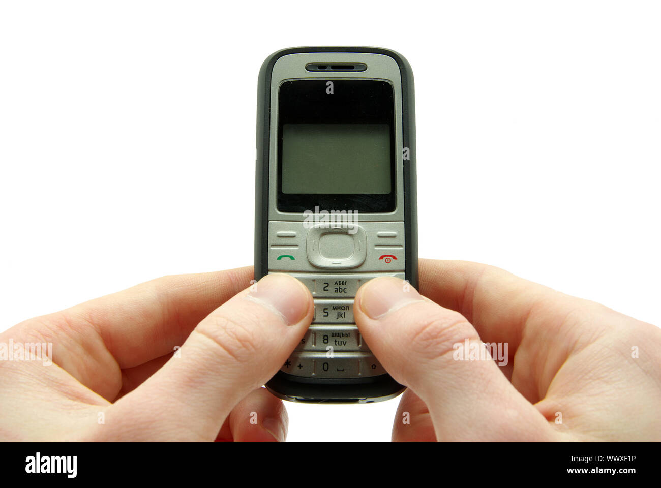 a hand holding a mobile phone for support Stock Photo - Alamy