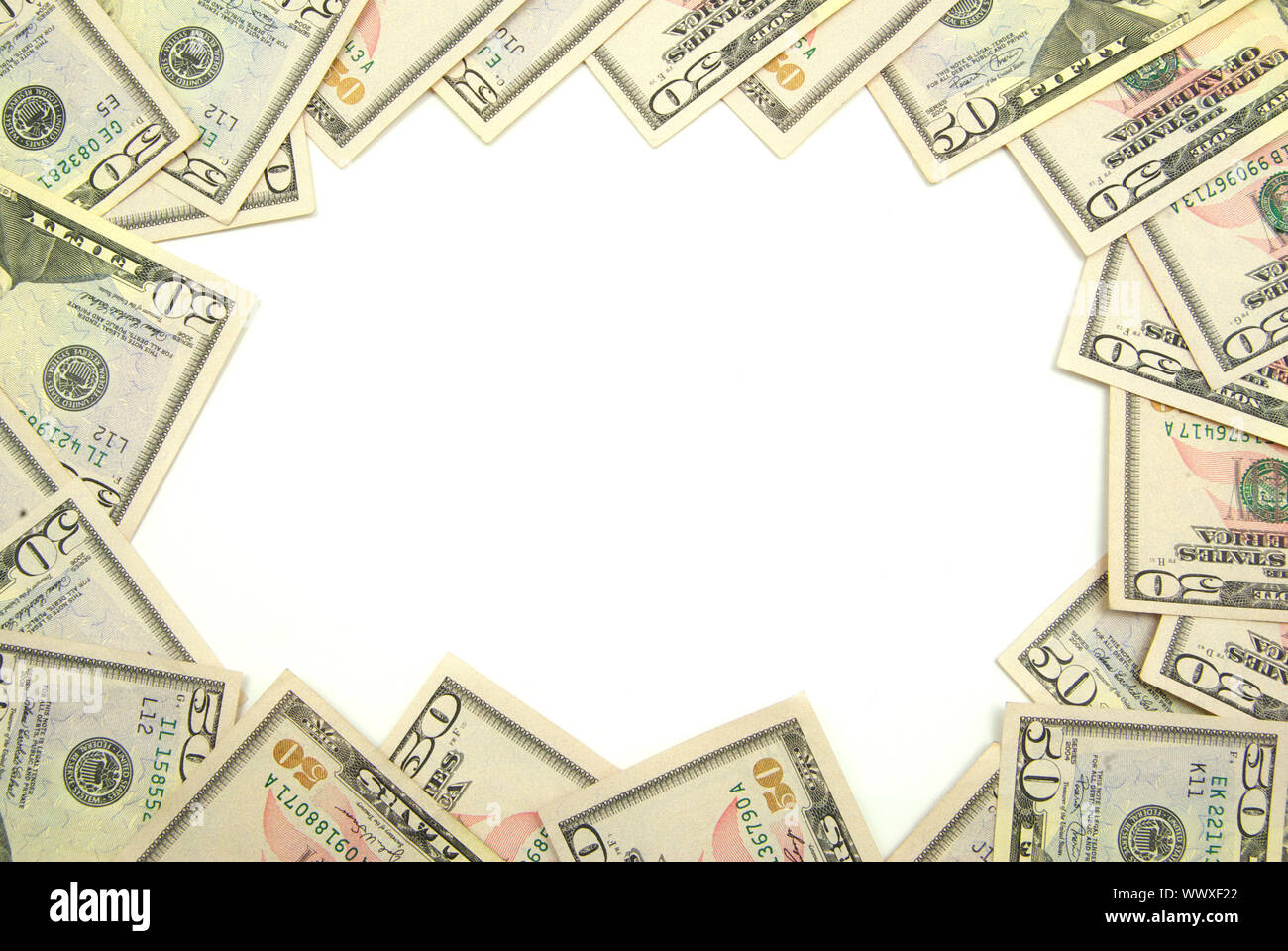 Frame made of money isolated on white background Stock Photo - Alamy