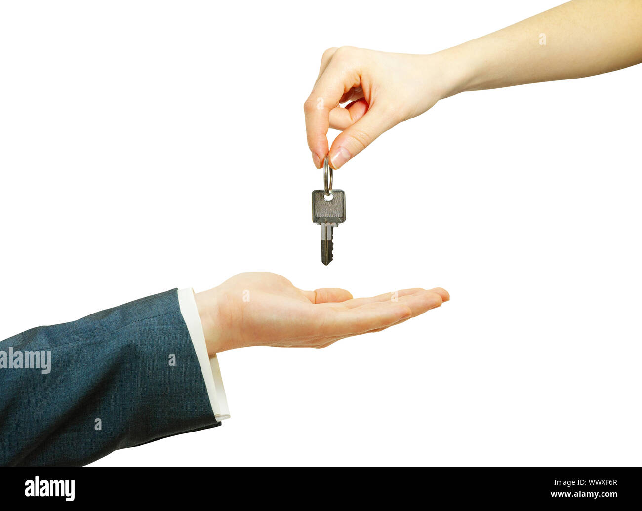 hand holds a key isolated on white Stock Photo - Alamy