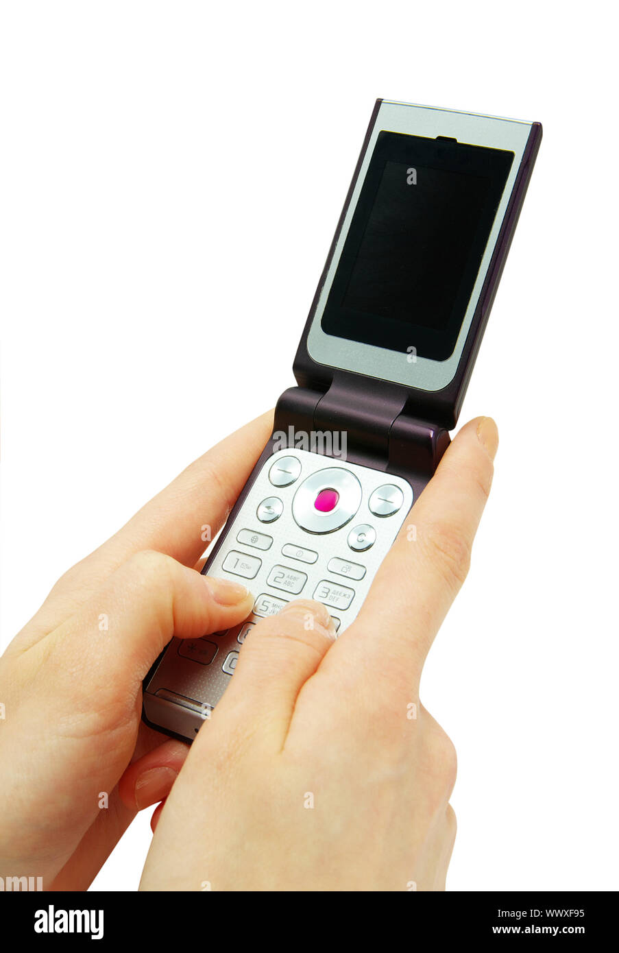a hand holding a mobile phone for support Stock Photo - Alamy
