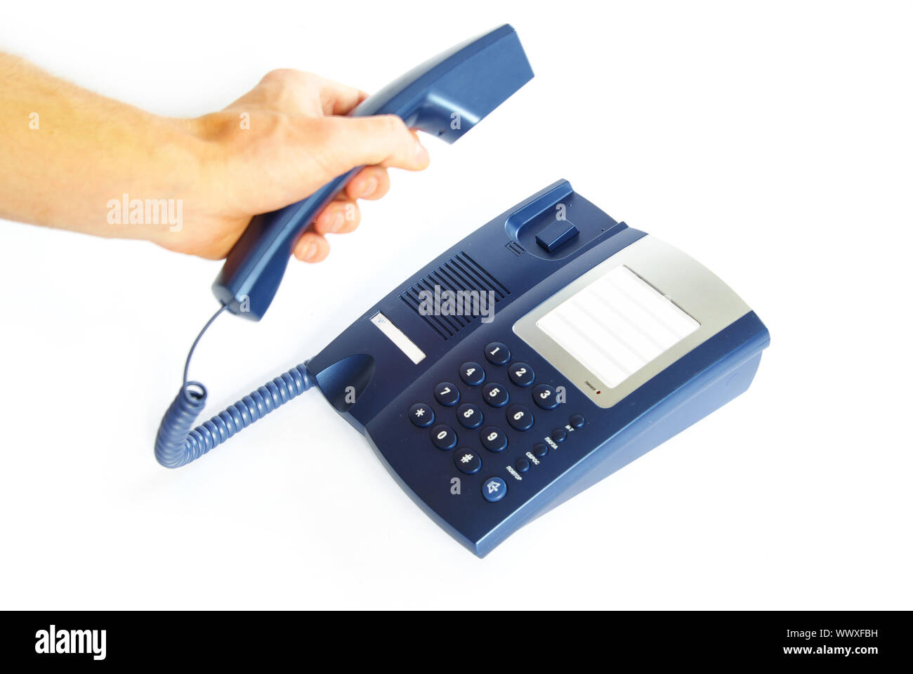 telephone receiver in hand isolated on white Stock Photo - Alamy