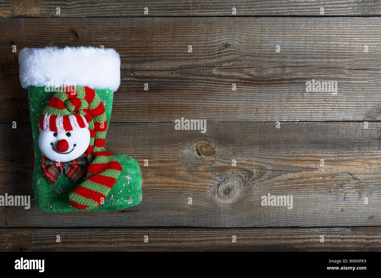 Christmas. Boot of St. Nicholas. festive decor. top veiw Stock Photo ...