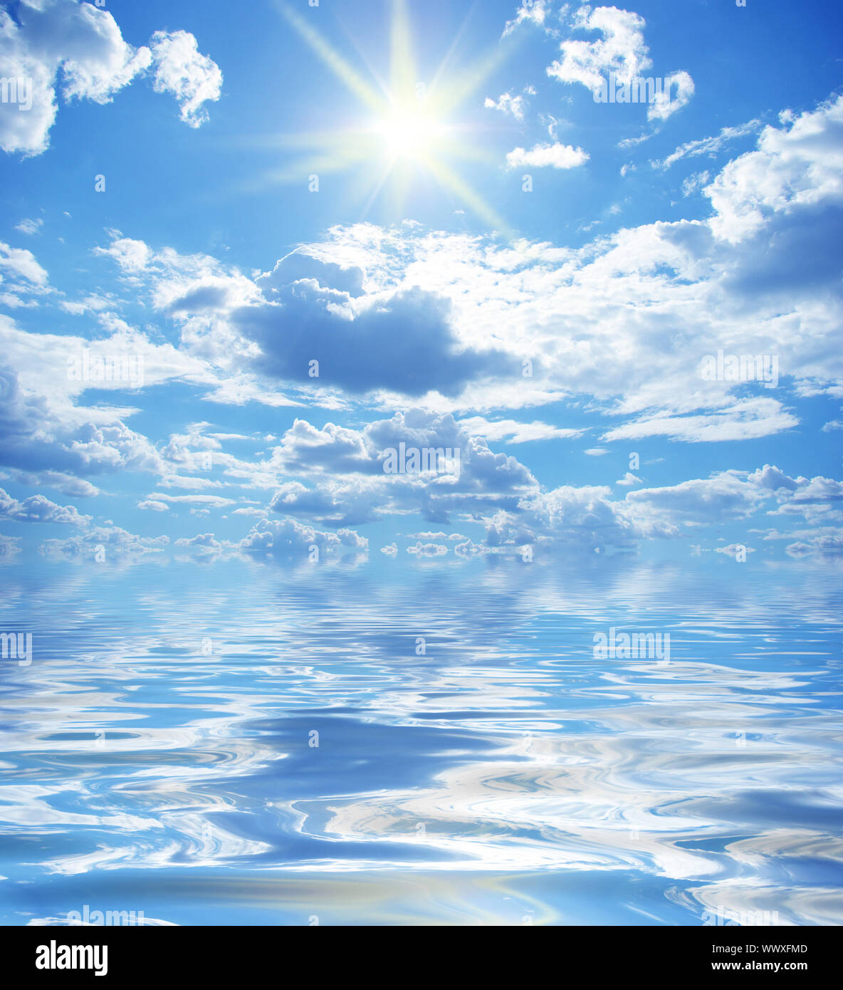 Blue sky background with a tiny clouds Stock Photo - Alamy