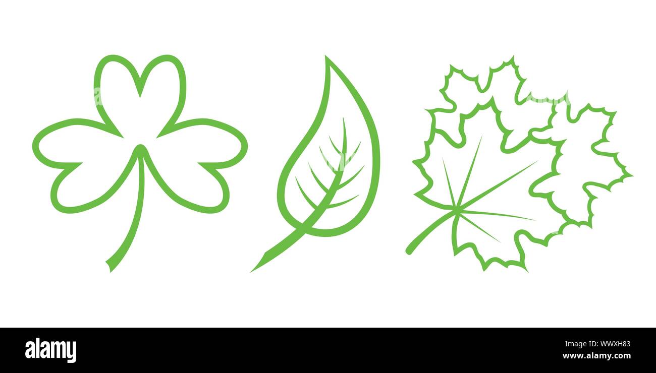 Green Nature Icons. Part 4 - Leaves Stock Vector Image & Art - Alamy