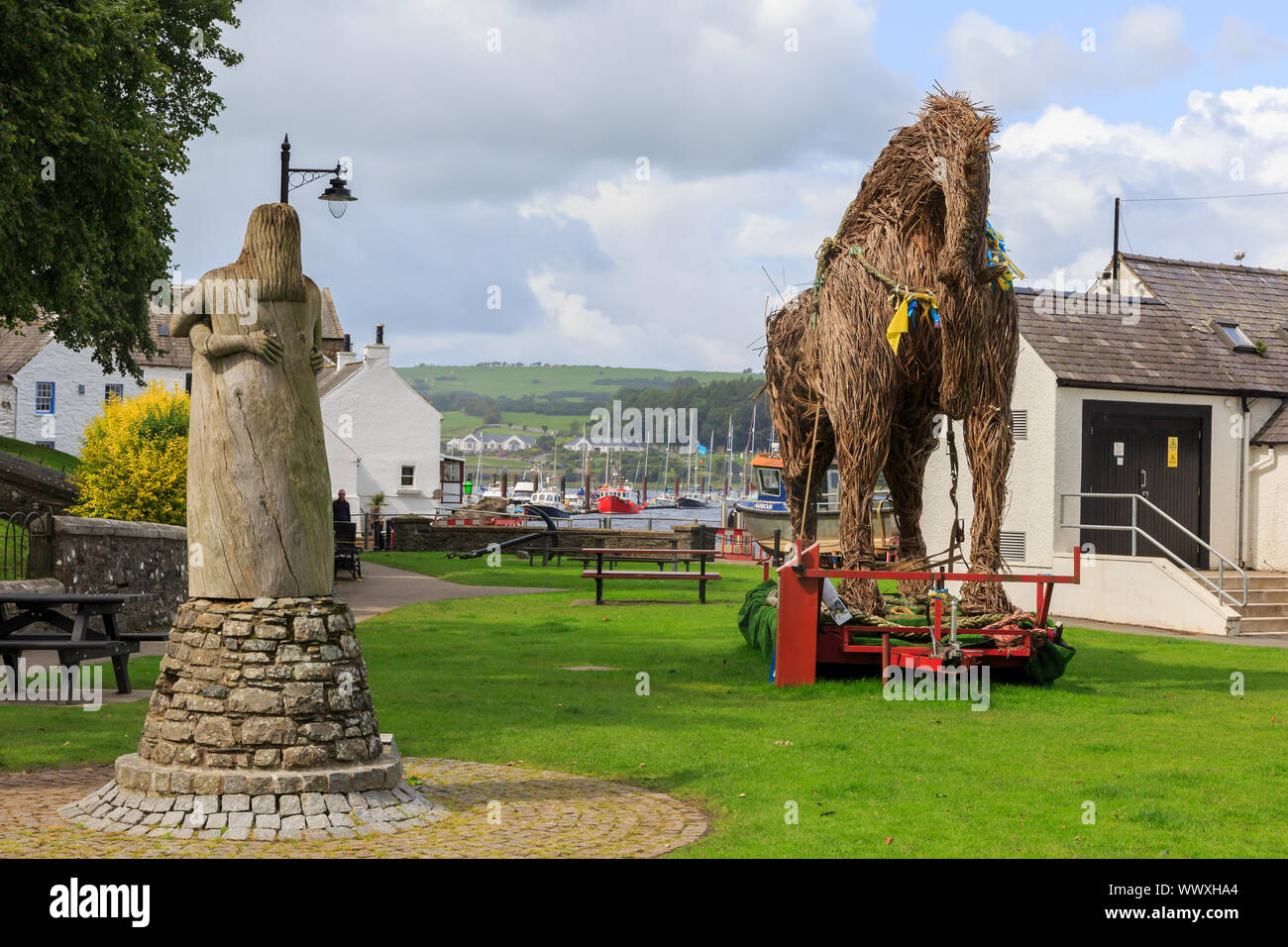 KIRKCUDBRIGHT, SCOTLAND - AUGUST 13, 2019: View from fisherman's green ...