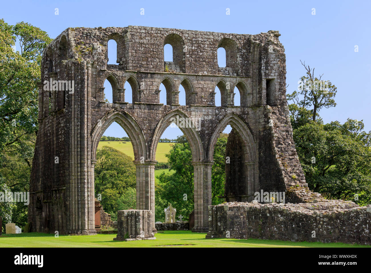 DUNDRENNAN, SCOTLAND - AUGUST 13, 2019: The ruins of Dundrennan Abbey ...
