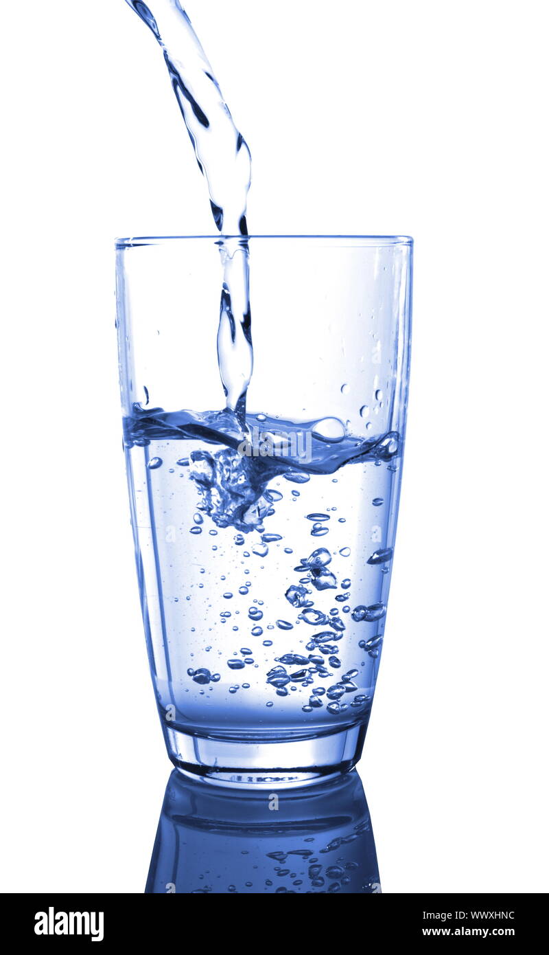 ice water pouring in transparent glass or cup Stock Photo - Alamy