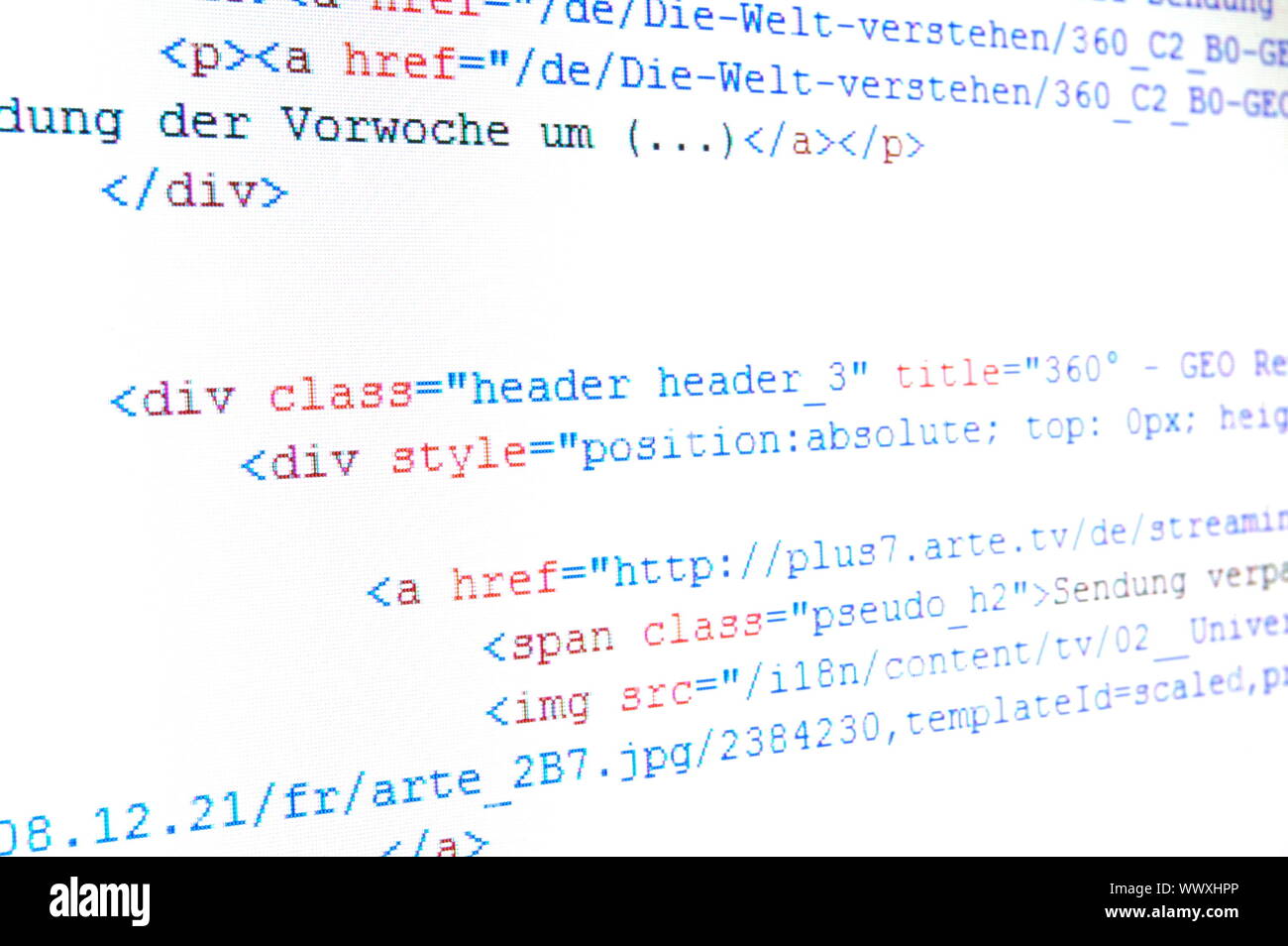 Computer Html Code Showing Concept Of Internet And Software Programming 