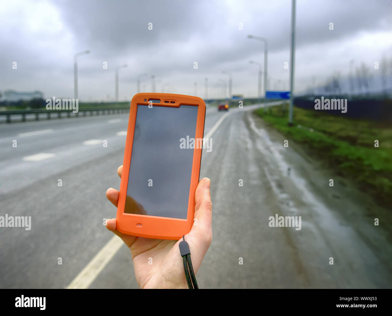 smartphone tracking travel on trails Stock Photo - Alamy
