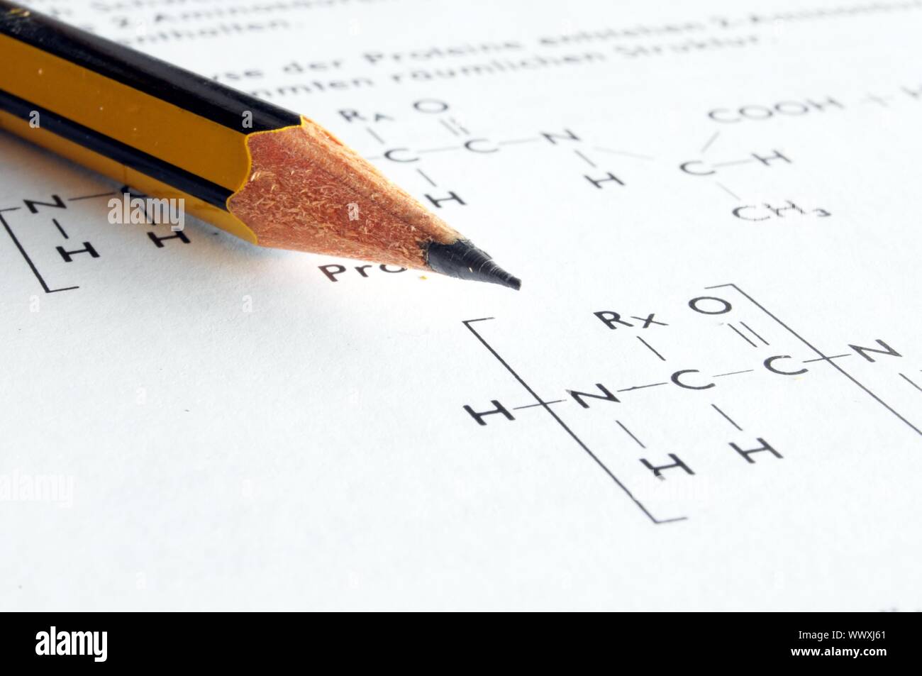 chemical or chemistry education with pen formula book and paper Stock ...