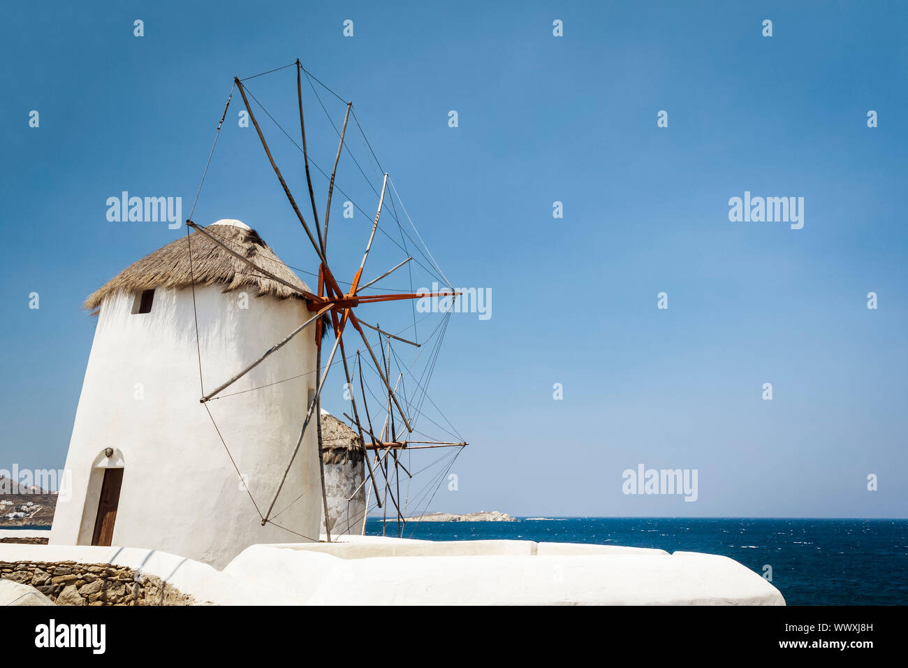 An image of a nice wind mill at Myconos Greece Stock Photo - Alamy