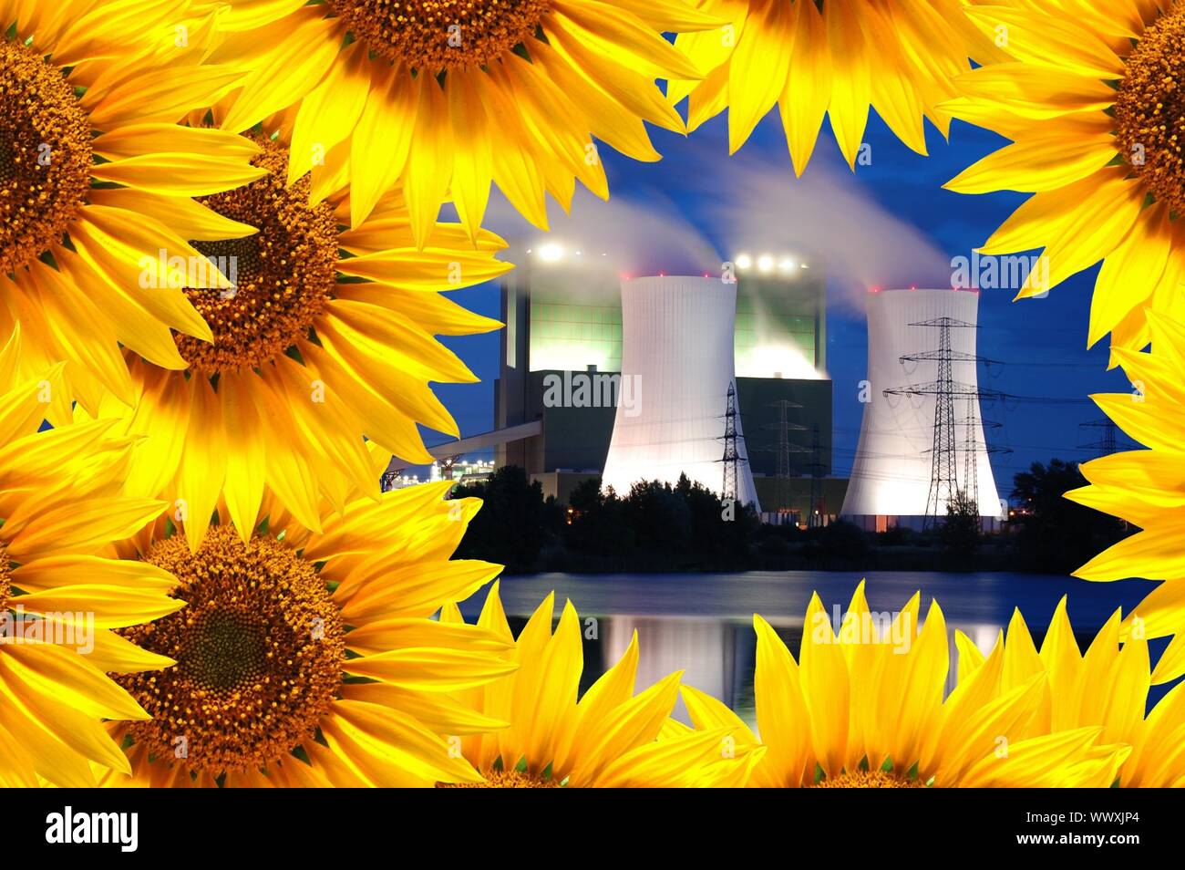 new and old energy showing concept environment and power production ...