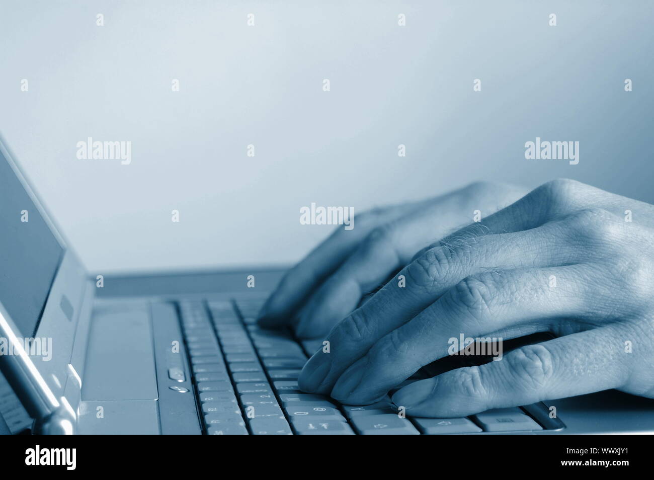 typing hands on keyboard writing business email Stock Photo - Alamy
