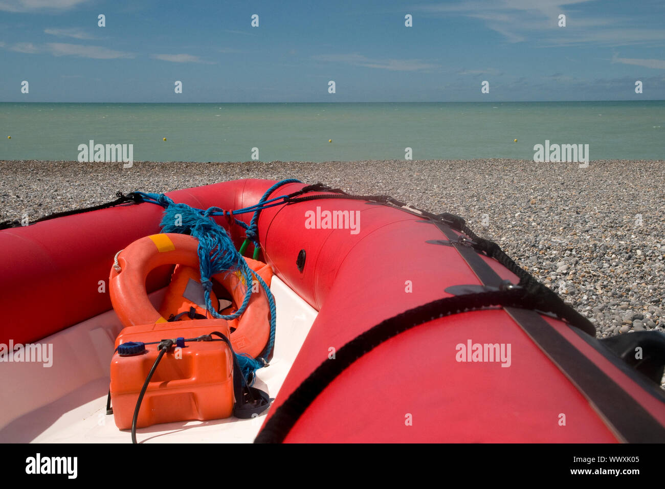 boat from life guard at the beach Stock Photo - Alamy