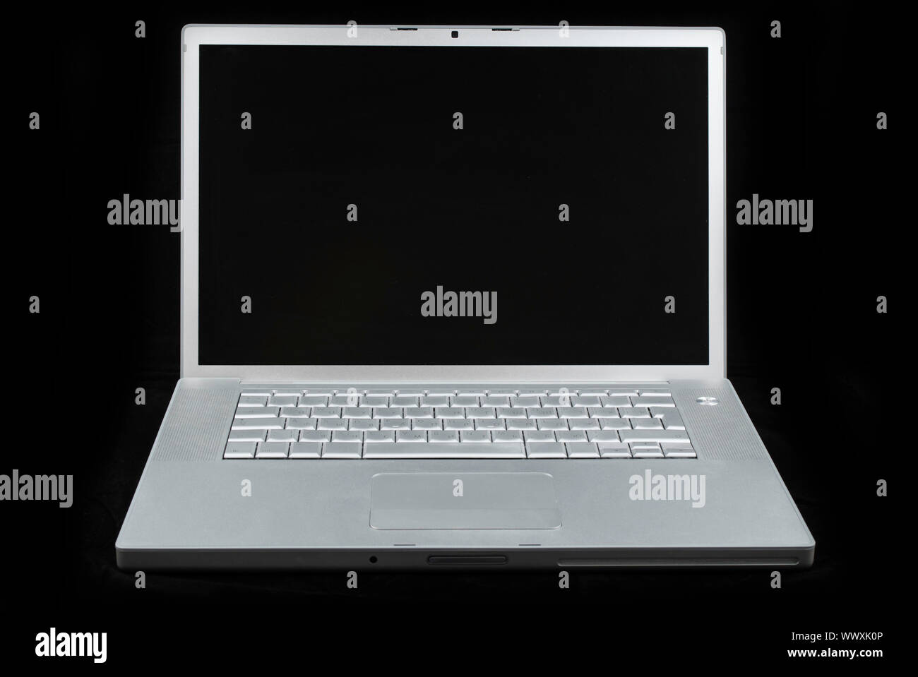 Silver portable computer. Front view Stock Photo - Alamy