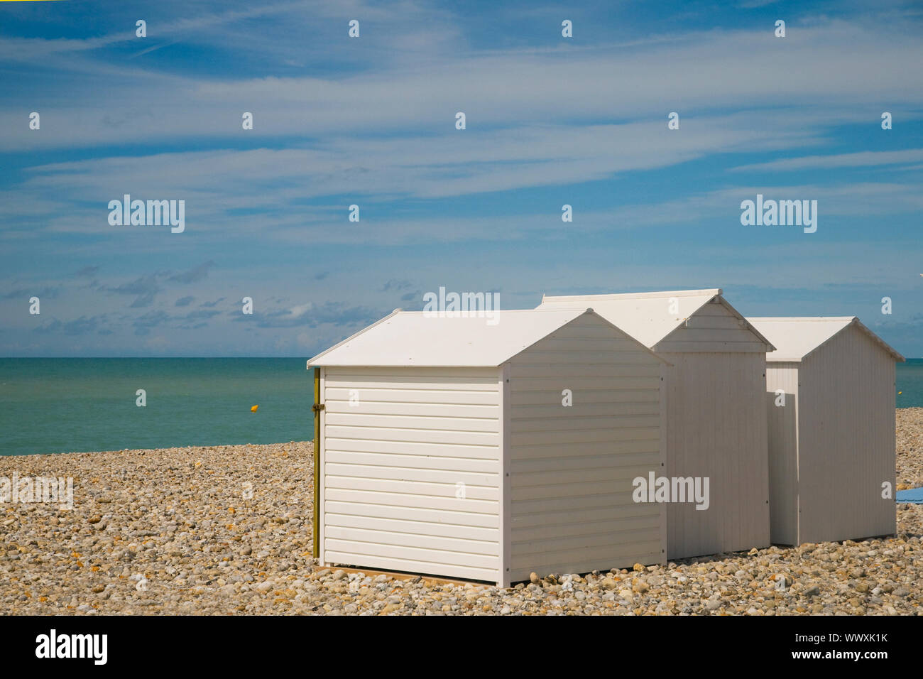 white recreational beach houses Stock Photo - Alamy