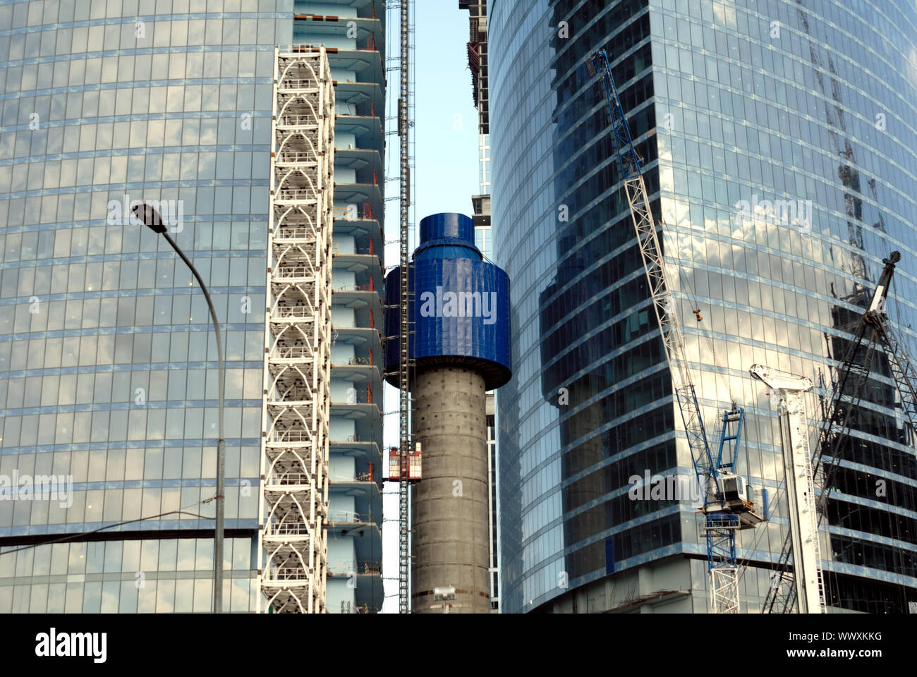 Construction of skyscrapers. Office high-altitude buildings on a ...