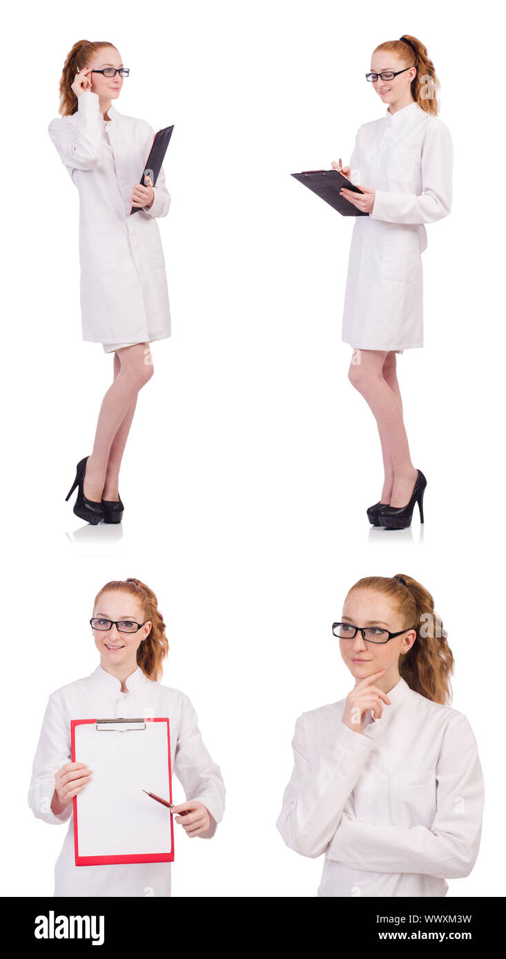 Young medical student with binder talking on a cell isolated o Stock ...