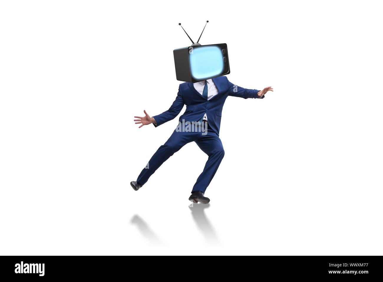 The media zombie concept with man and tv set instead of head Stock ...