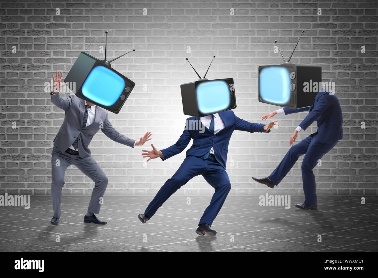 The media zombie concept with man and tv set instead of head Stock ...