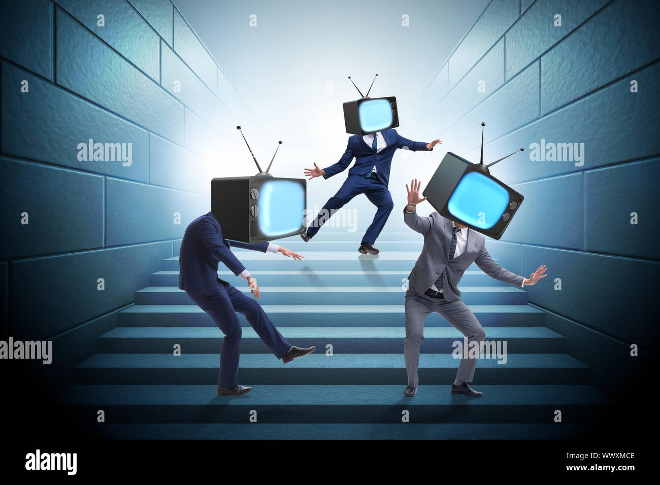 The media zombie concept with man and tv set instead of head Stock ...